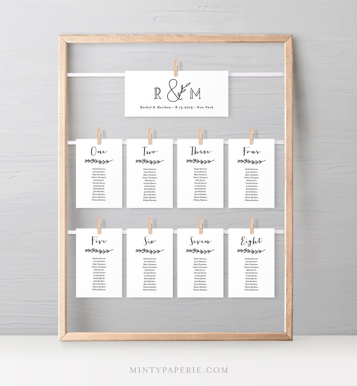 Rustic Seating Card Template Hanging Seating Chart | Etsy