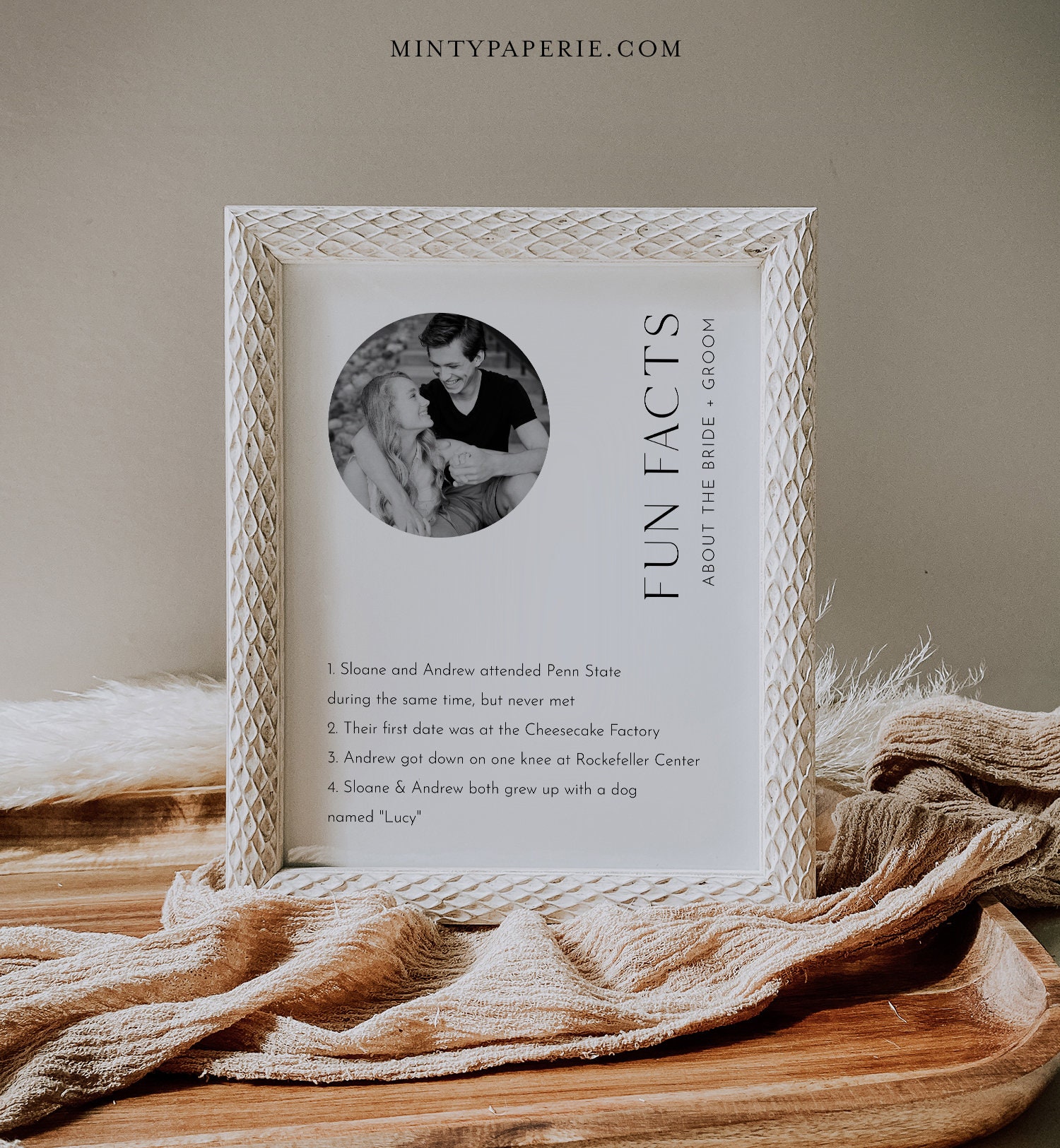 Fun Facts About The Bride And Groom Card Minimalist Wedding Sign 100 