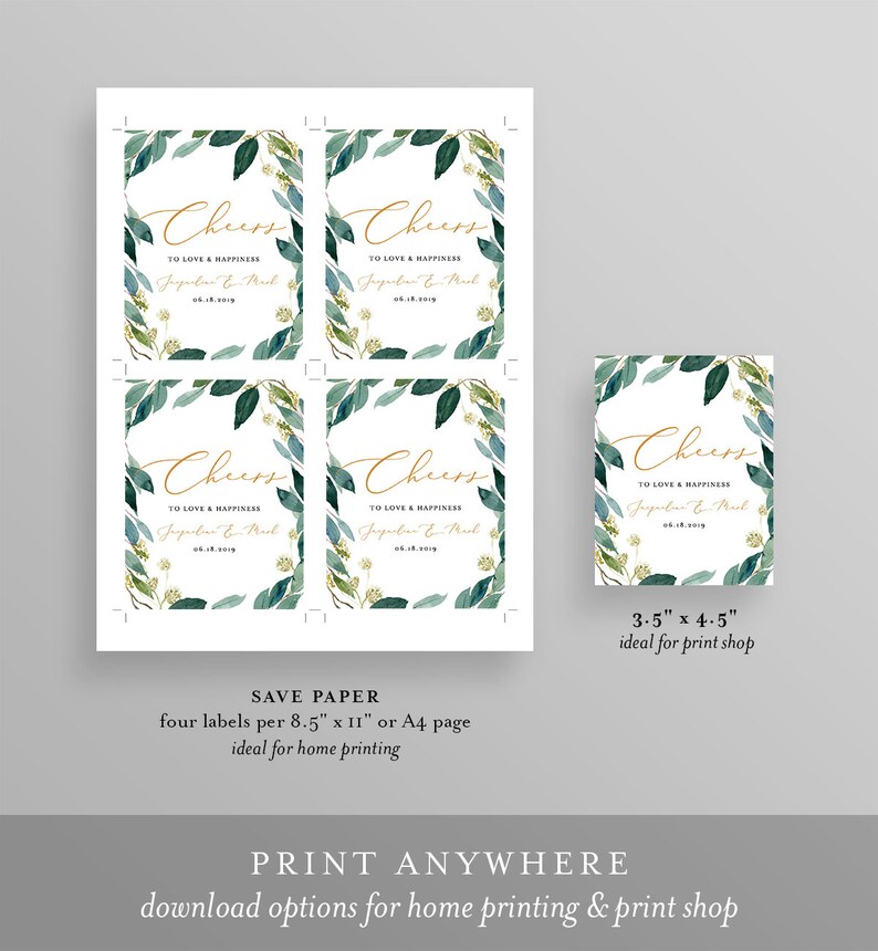 Editable Wedding Wine Label Winter Greenery Self-editing - Etsy