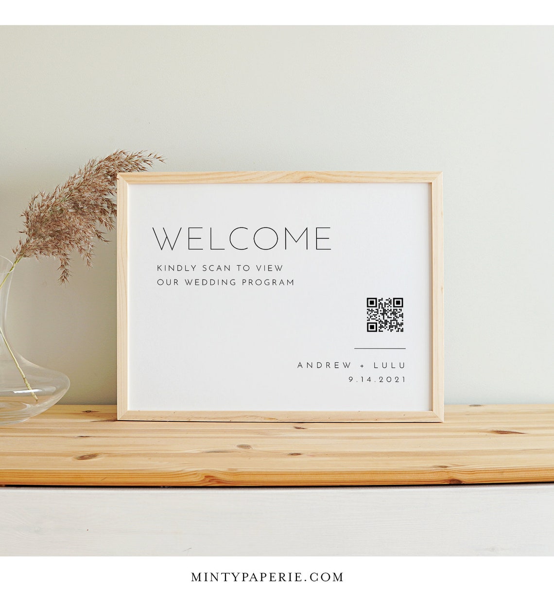 QR Code Wedding Program, Scan QR Code for Order of Service, Minimalist ...