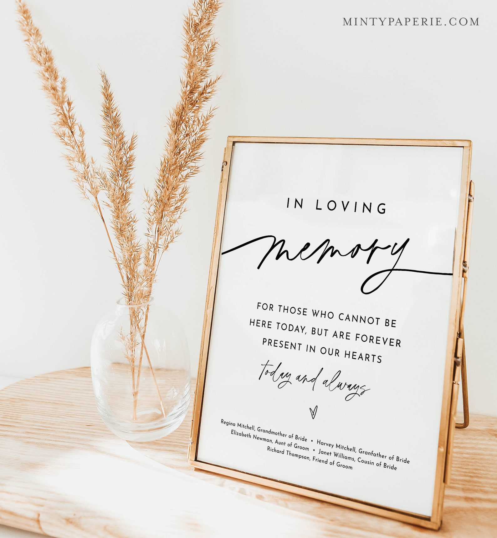 In Loving Memory Sign, Minimalist Wedding Memorial Table, Modern Script ...
