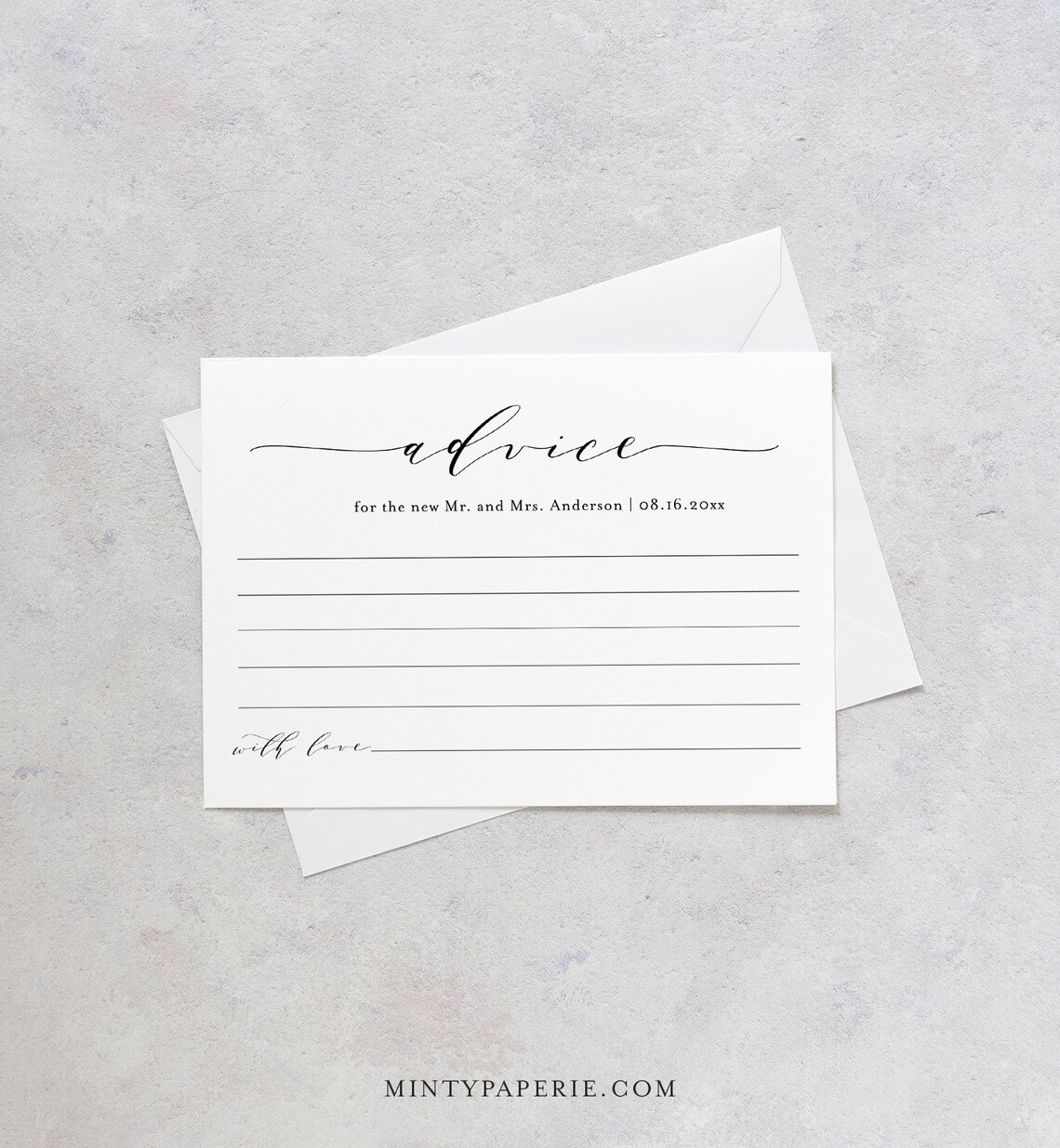 Wedding Advice Card Printable Editable Template Minimal Well - Etsy
