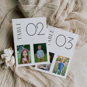 Baby Photo Table Number Card, Childhood Pictures, Minimalist Wedding ...