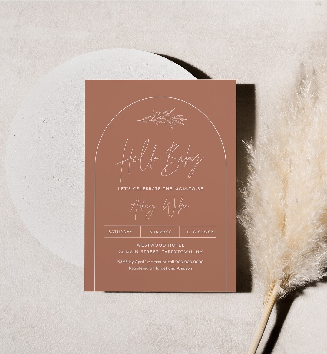 Bohemian Baby Shower Invitation, Terracotta Arch Baby Shower Invite ...