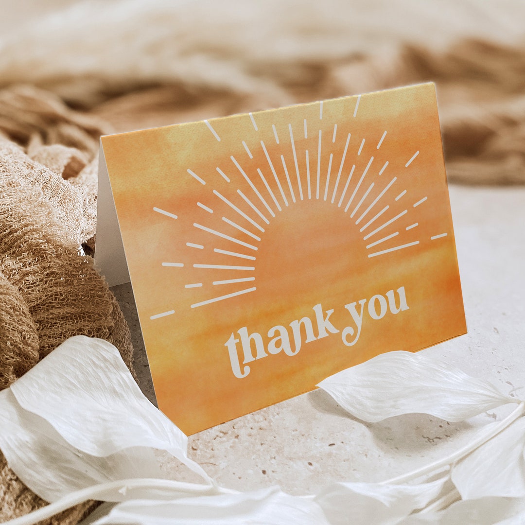 Sun Thank You Card, Sunburst, Summer Birthday, Baby Shower Thank You ...