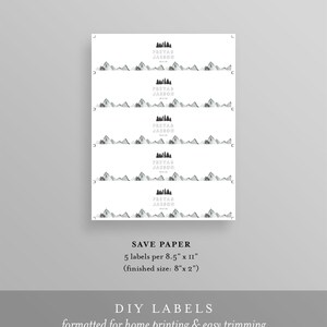 Water Bottle Label Template, Mountain Pine Wedding Water Wrapper, 100% ...