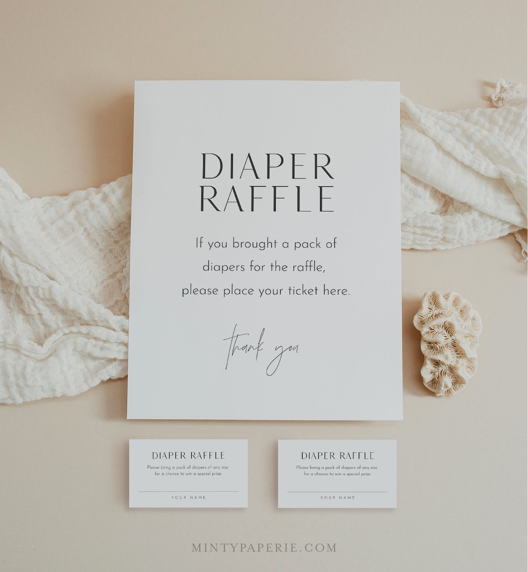 Diaper Raffle Game, Printable Minimalist Baby Shower Game, Raffle ...