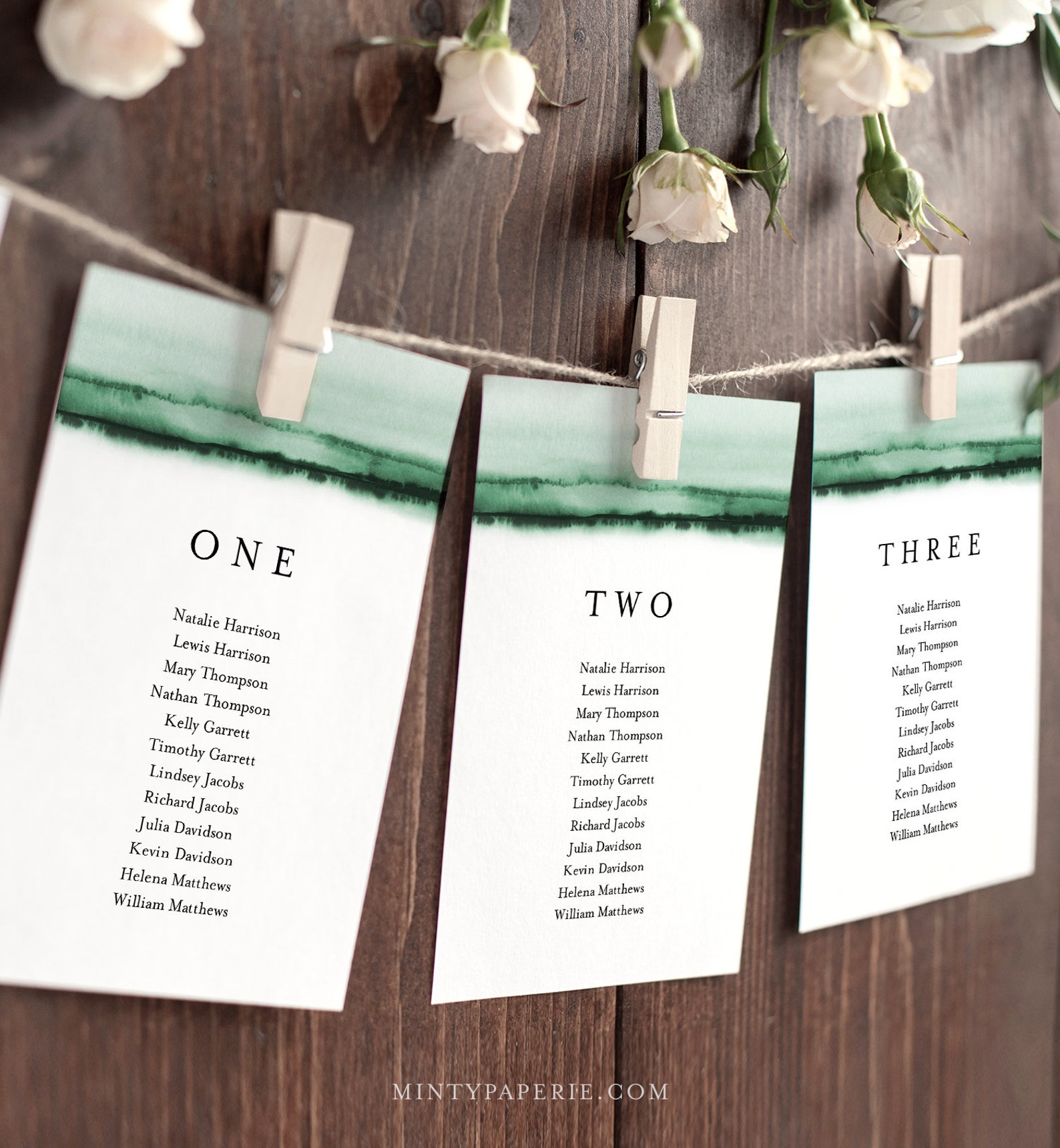 Emerald Green Watercolor Seating Chart Template Wedding - Etsy