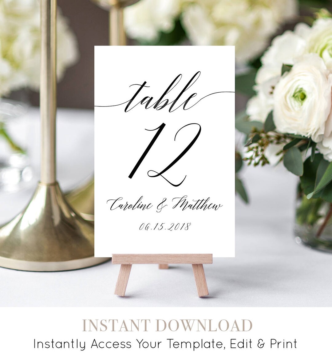 Table Number Card Template, Printable Wedding Table Number, DIY Seating ...