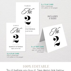 Table Number Card Template, Printable Wedding Table Number, DIY ...
