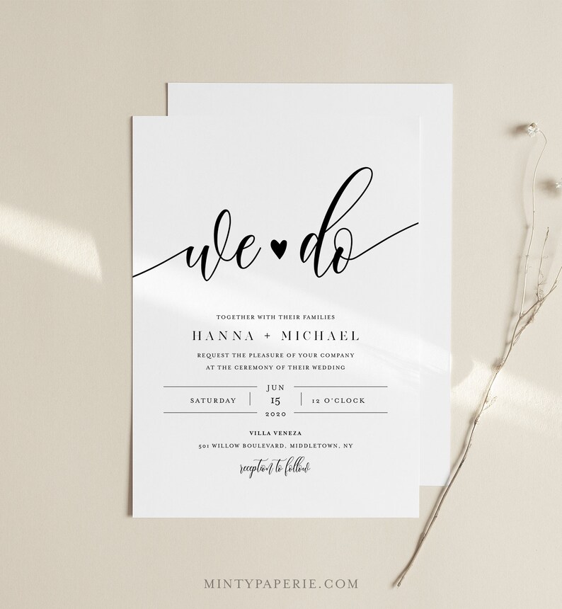 We Do Wedding Invitation Suite Modern Calligraphy | Etsy