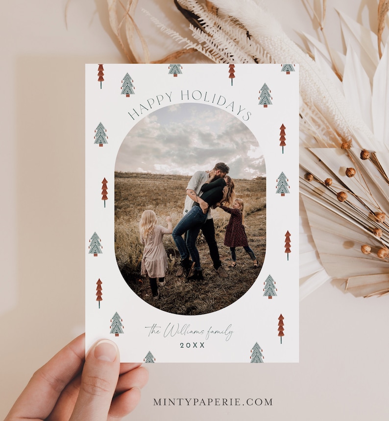 Bohemian Holiday Card Template Hygge Modern Boho Photo - Etsy