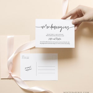We're Downsizing Announcement, Minimalist Change of Plans Postcard ...