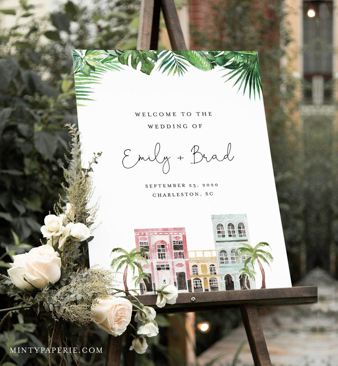 Charleston Wedding Welcome Sign Template, Rainbow Row, Printable Bridal ...