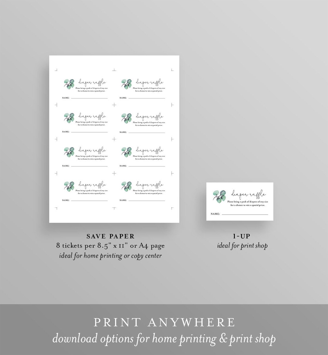 Diaper Raffle Printable Baby Shower Diaper Raffle Insert and | Etsy