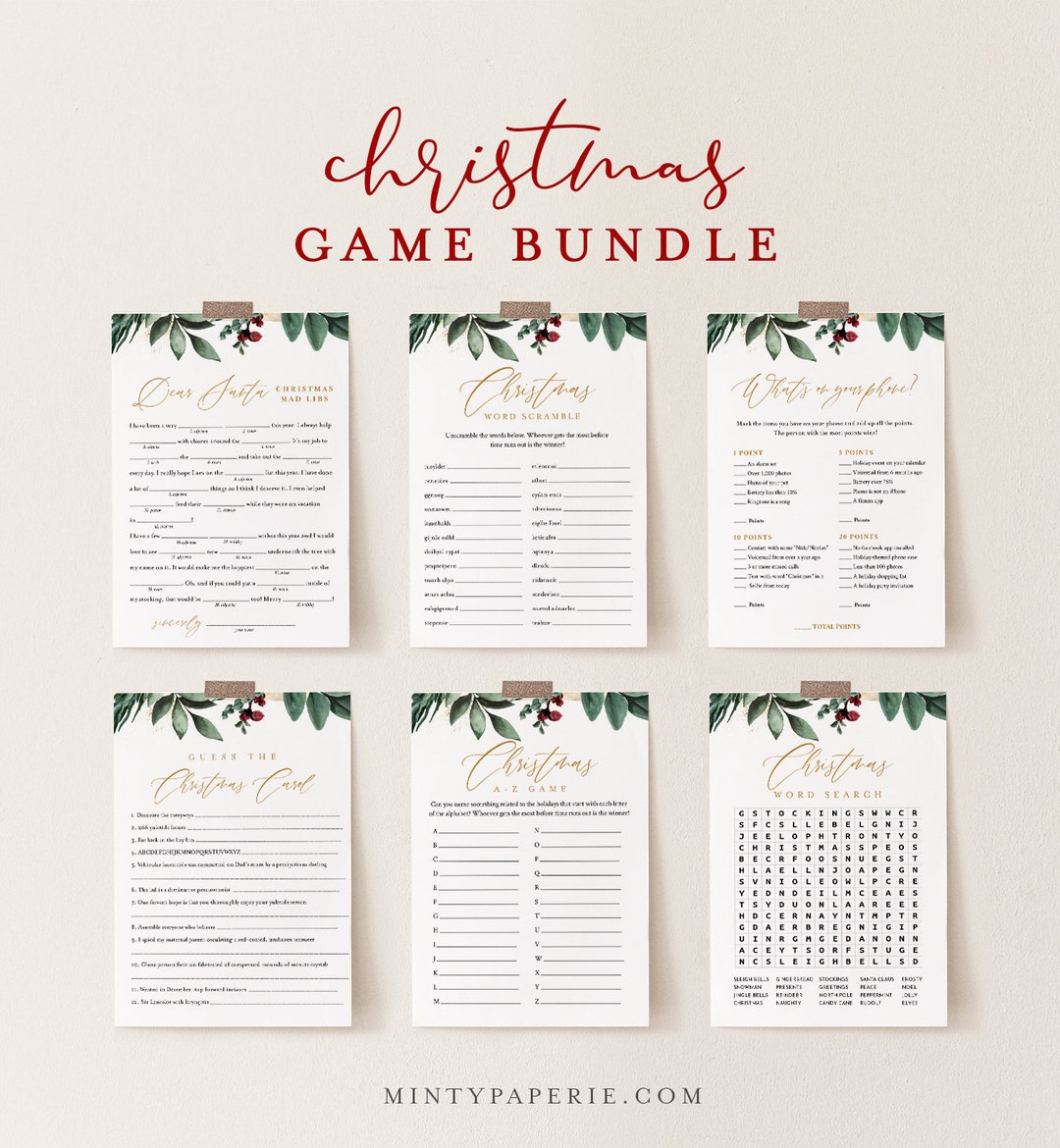 Christmas Game Bundle, Holiday Party Games, Family Fun, 12 Editable ...