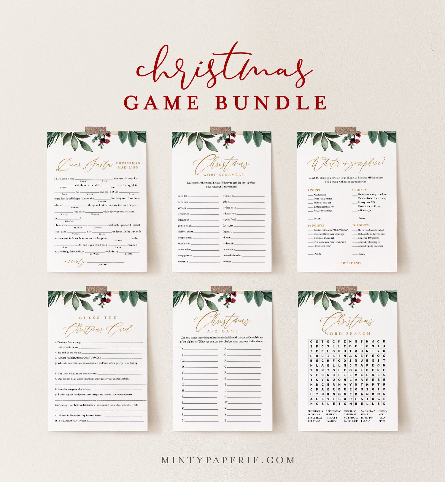 Christmas Game Bundle Holiday Party Games Family Fun 12 - Etsy