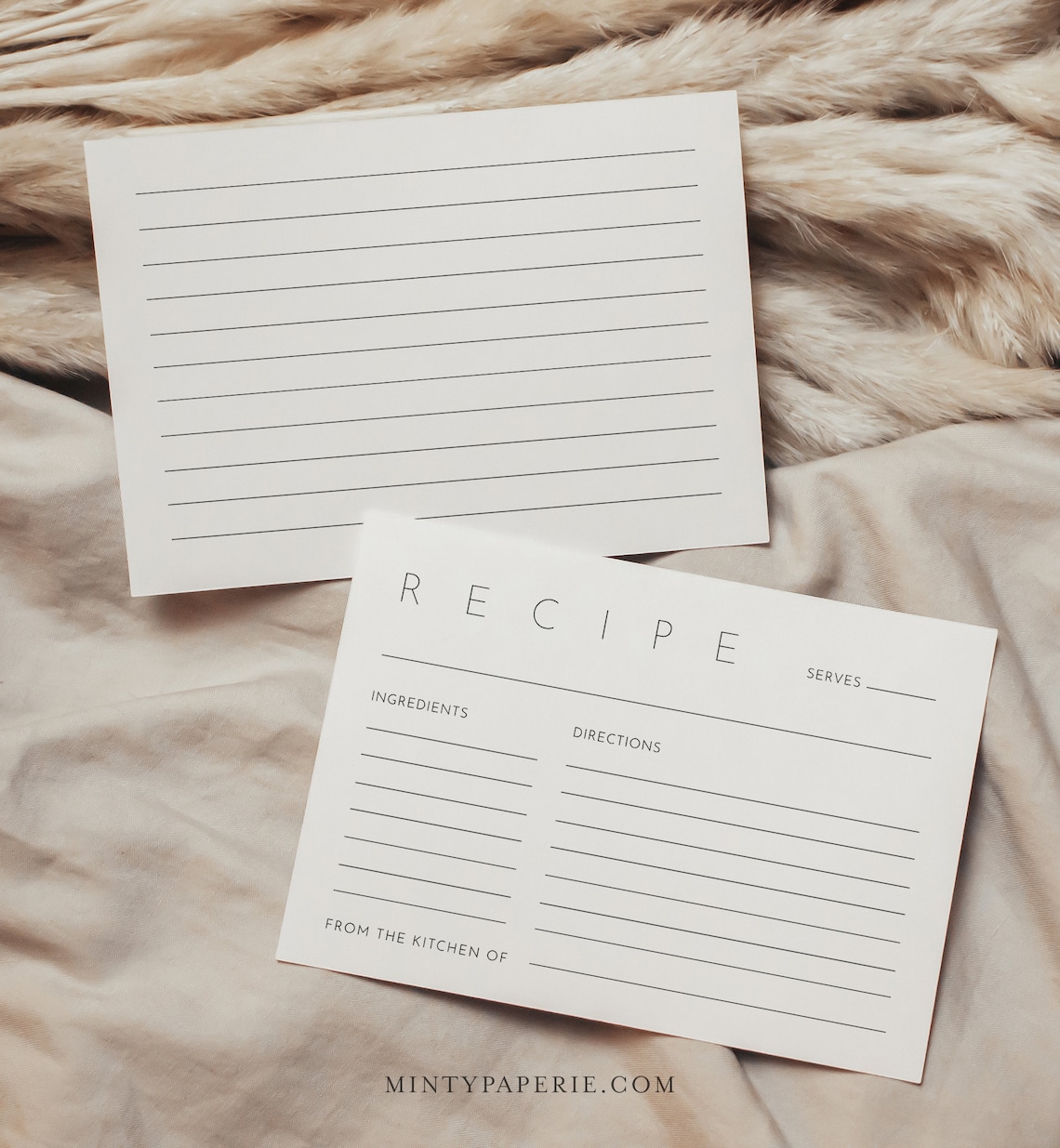 Minimalist Recipe Card Template Instant Download 100% - Etsy