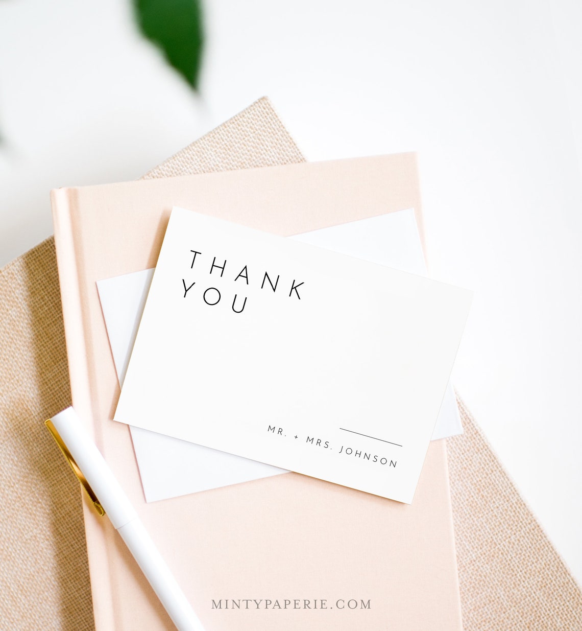 Modern Thank You Folded Card Printable, Minimalist Wedding / Bridal ...