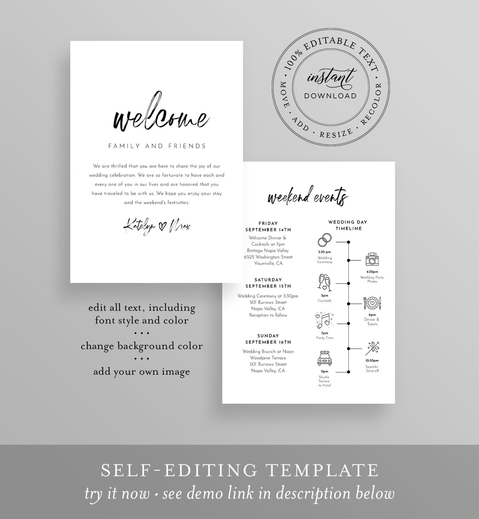 Handwritten Script Welcome Letter & Timeline Template Modern - Etsy