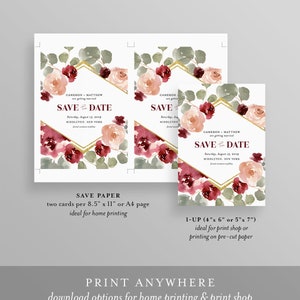 Boho Save the Date Template, INSTANT DOWNLOAD, 100% Editable Text ...