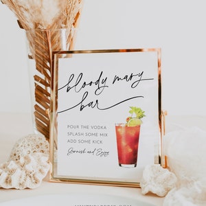 Bloody Mary Bar Sign, Bridal Shower, Wedding Bloody Mary Drink Sign ...