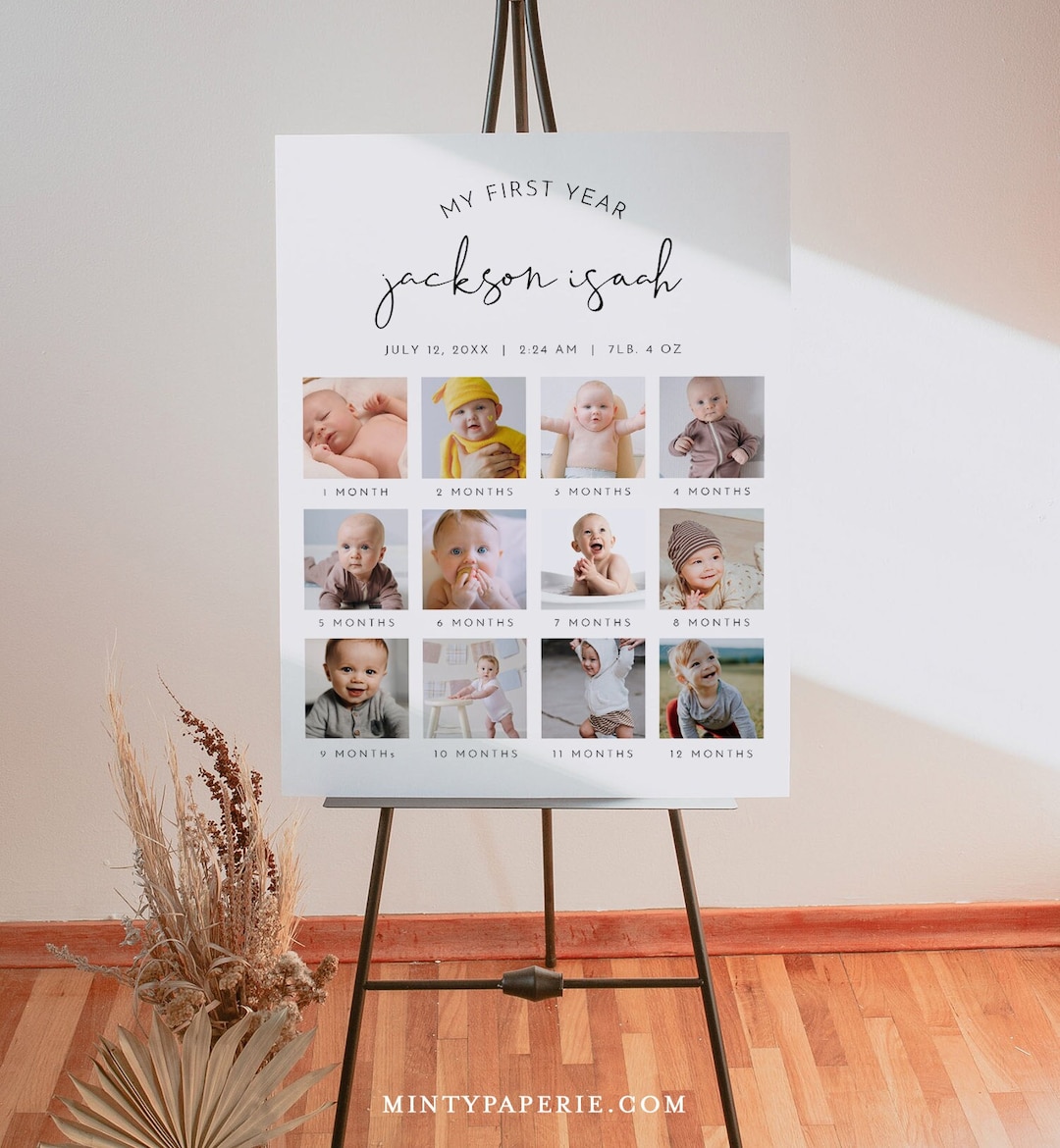 1st Birthday Photo Poster, First Year Baby Sign, 1st Birthday Party ...