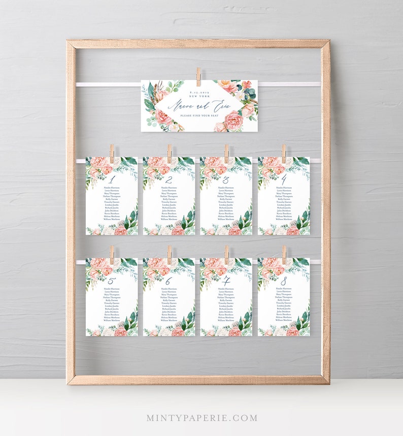 Editable Seating Chart Printable Table Seating Cards Boho - Etsy