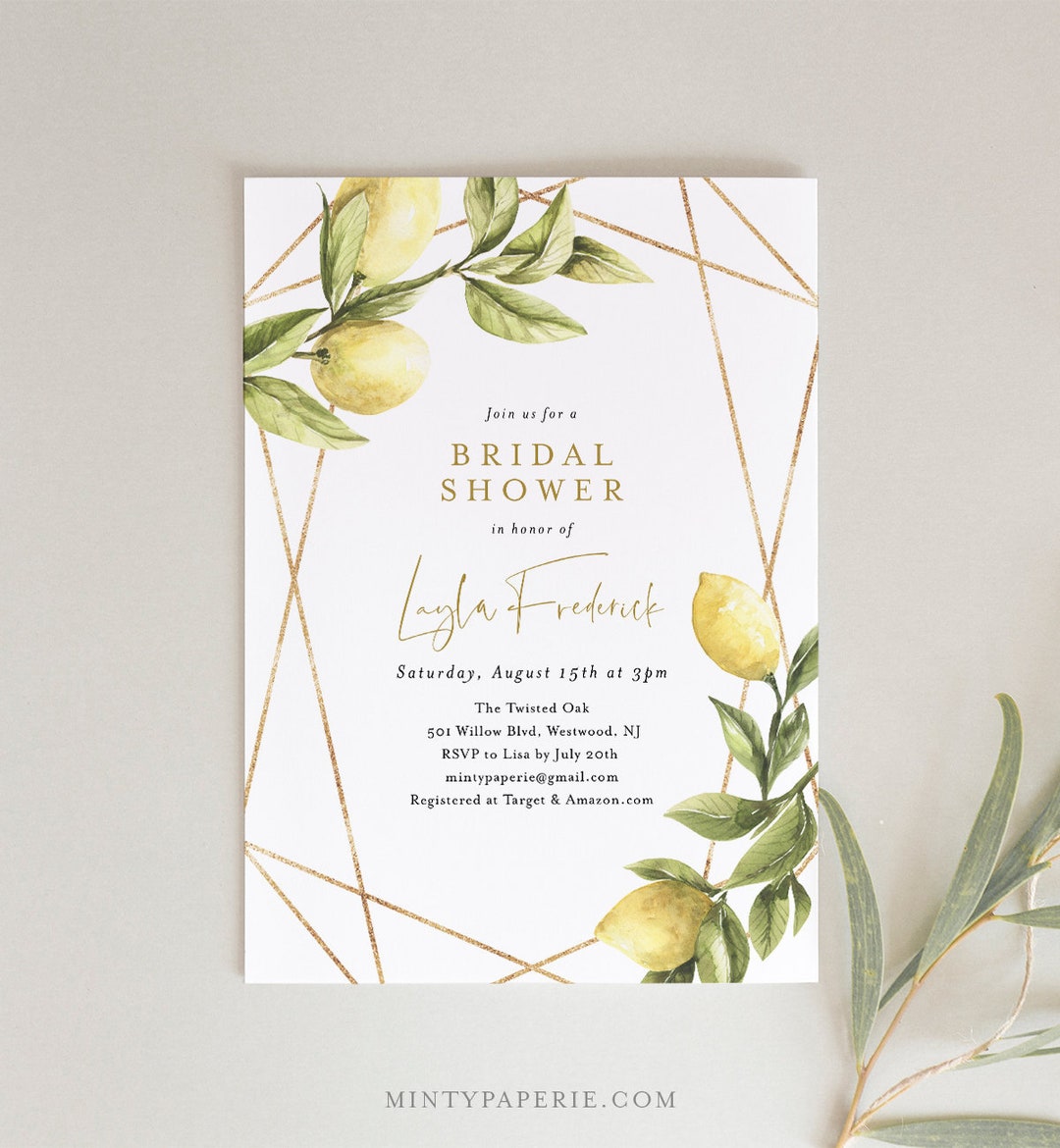 Lemon Bridal Shower Invitation, Summer Couples Shower Invite, Citrus ...