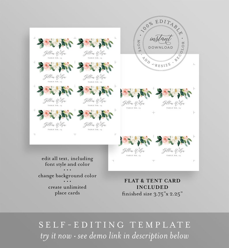 Editable Place Card Template INSTANT DOWNLOAD Printable | Etsy