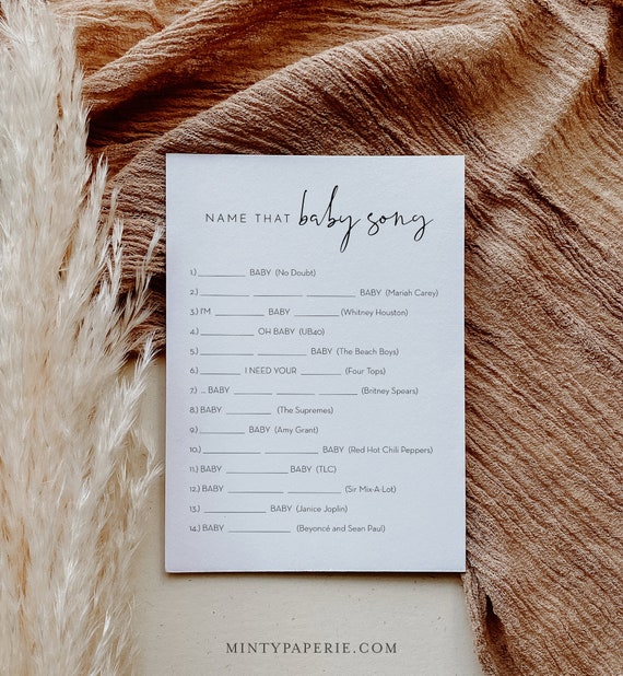 Name That Baby Song Game Template Printable Minimalist Baby | Etsy