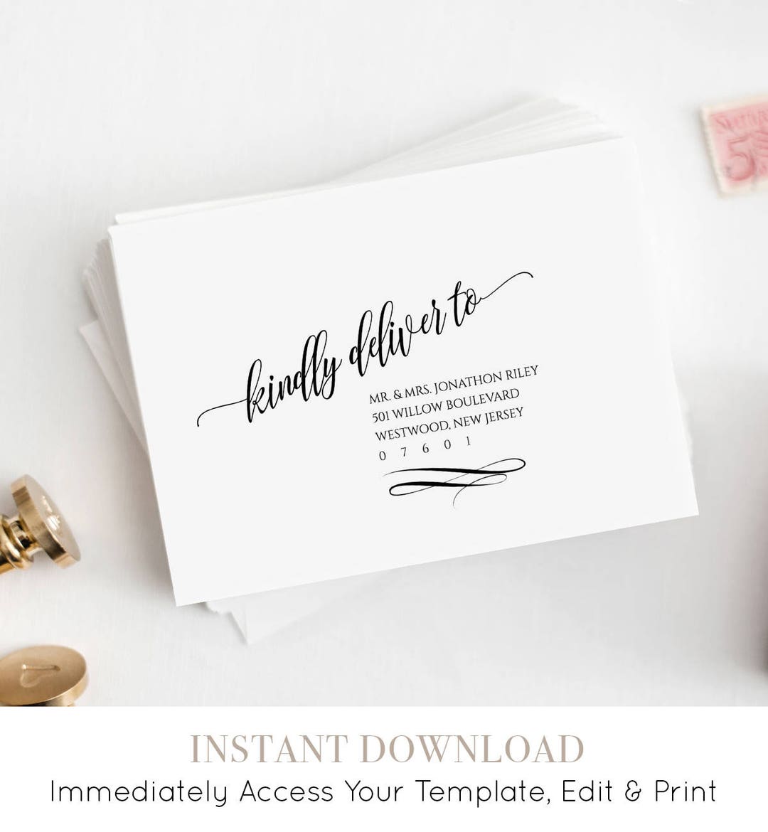 Wedding Address Template, Envelope Template, Modern Calligraphy ...