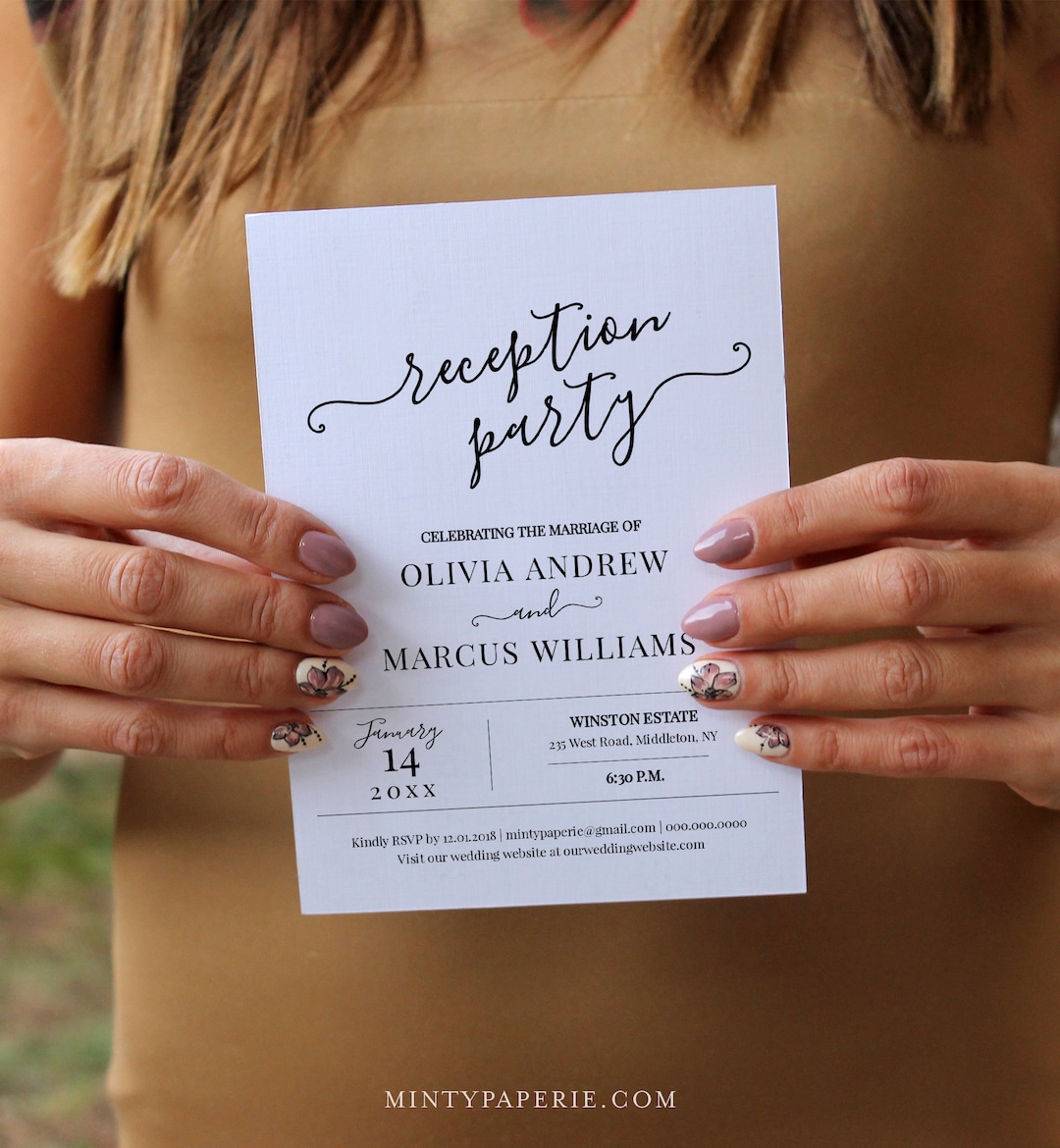 Wedding Reception Invitation, Reception Party Printable, Wedding Invite ...