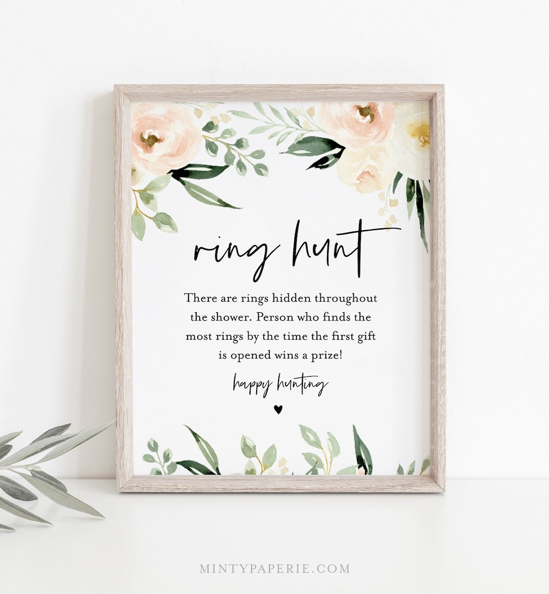 Ring Hunt Game, Peach Florals Bridal Shower Game, Printable & Editable ...