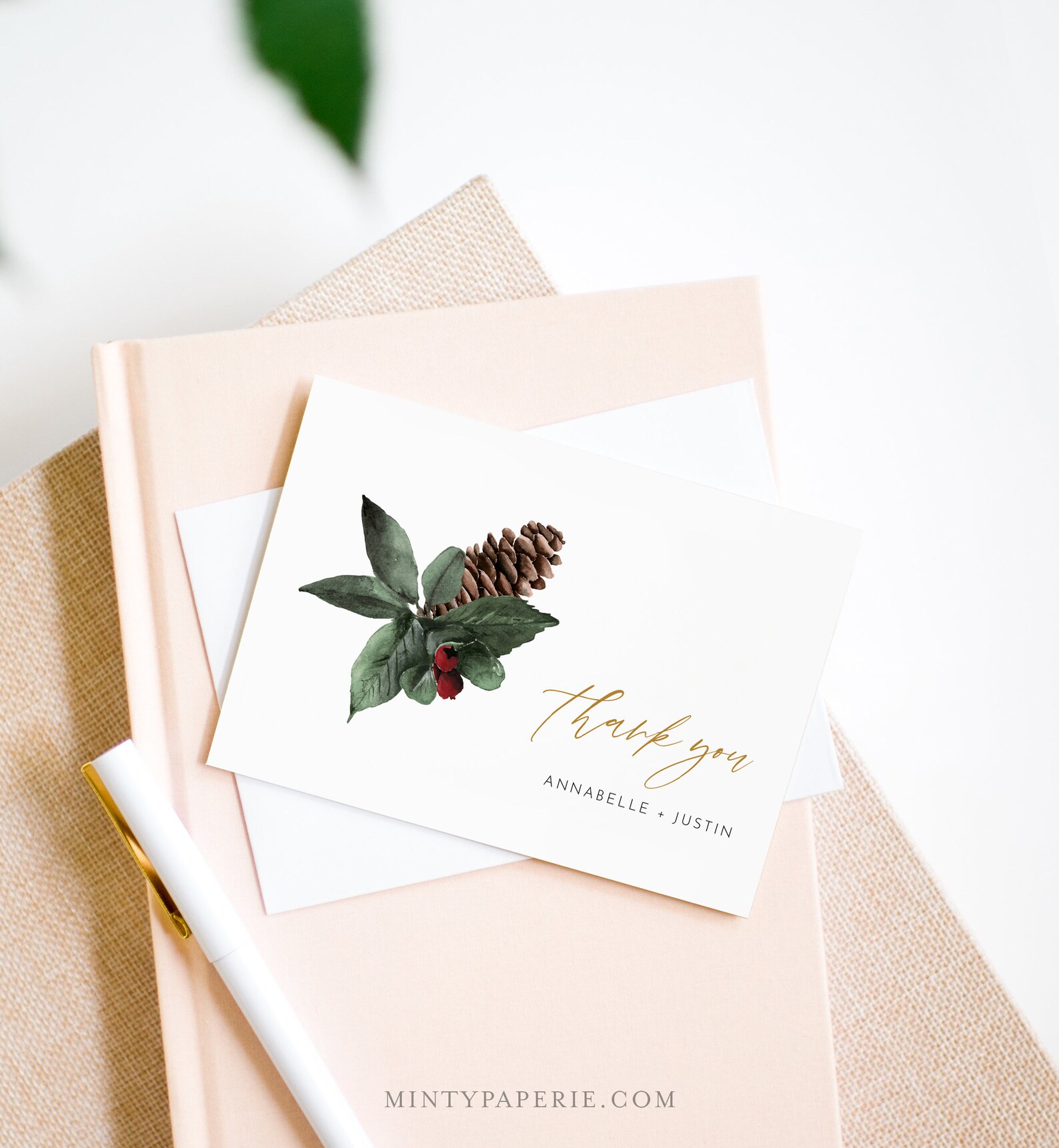 Holiday Thank You Card Winter Wedding Christmas Thank You - Etsy