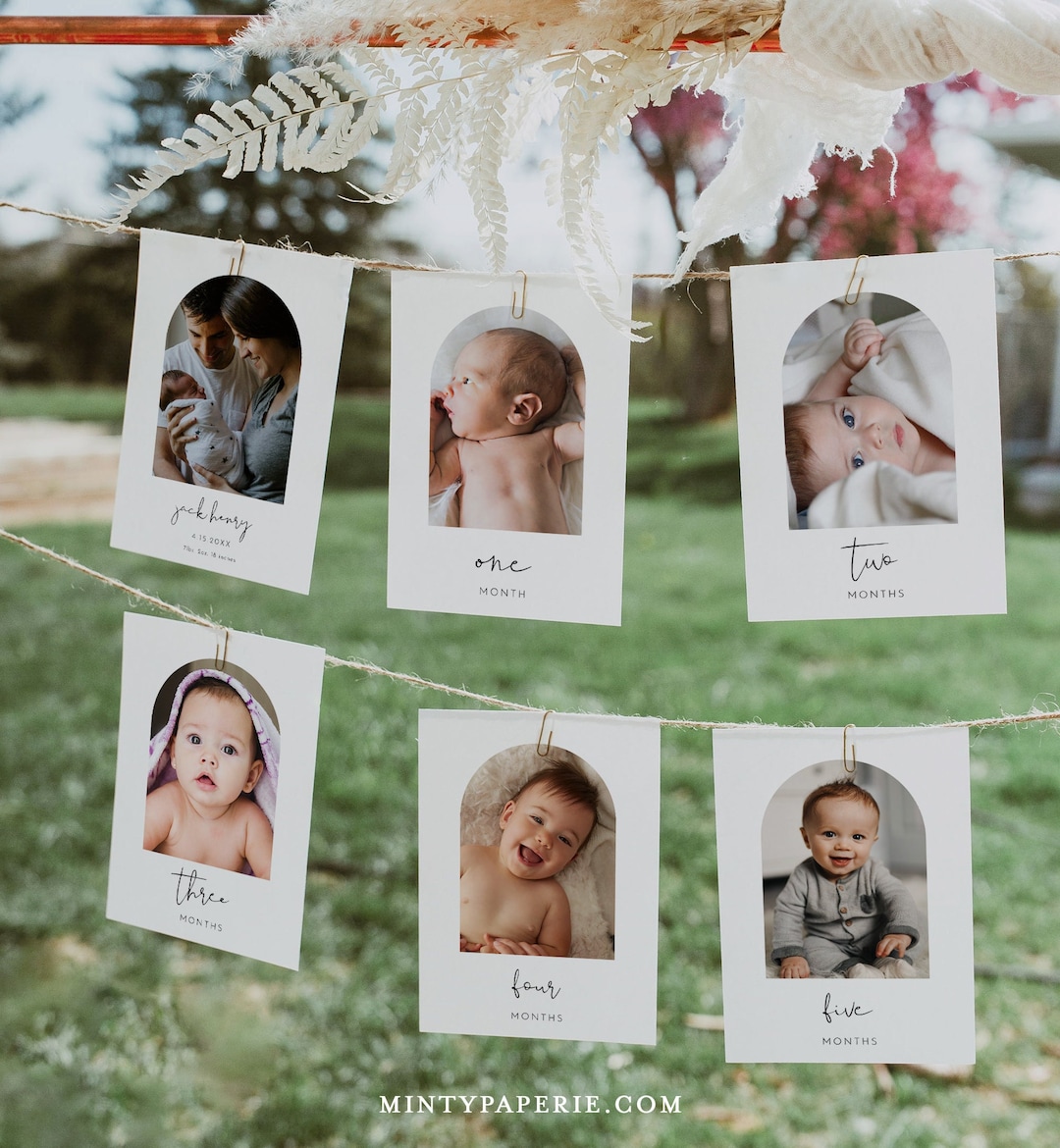 1st Birthday Photo Banner, First Birthday Arch Photo, Modern Minimalist ...