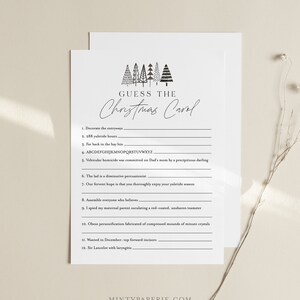 Christmas Carol Trivia Game, Holiday Party Game Printable, Guess the ...