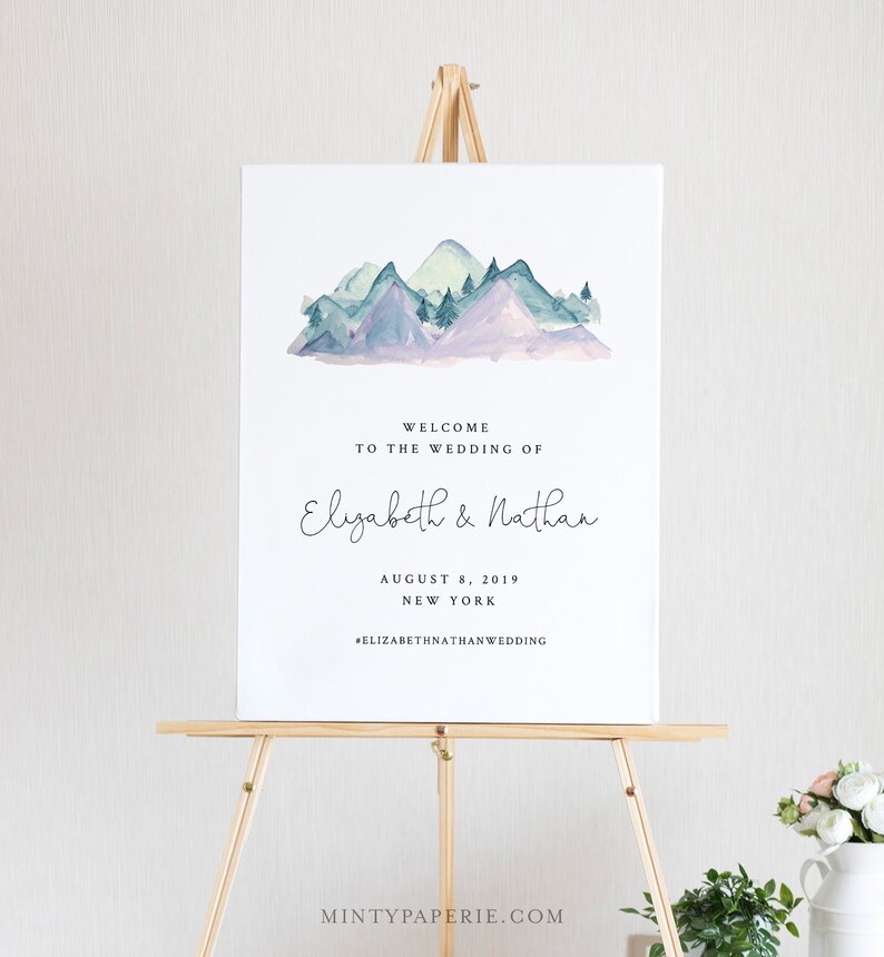 Mountain Welcome Sign Template, Wedding, Bridal Shower, Baby Shower ...