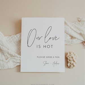 Wedding Fan Program Sign, Our Love is Hot, Take a Fan Program, Summer ...