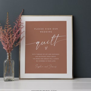 Quilt Guest Book Sign, Wedding Quilt Guestbook, Bohemian Terracotta ...