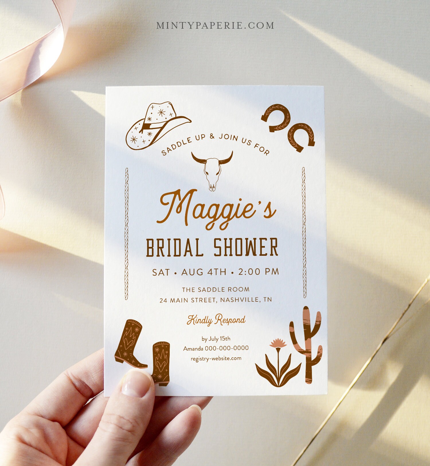 Western Bridal Shower Invitation, Rodeo Bridal Shower, Southwest Ranch ...