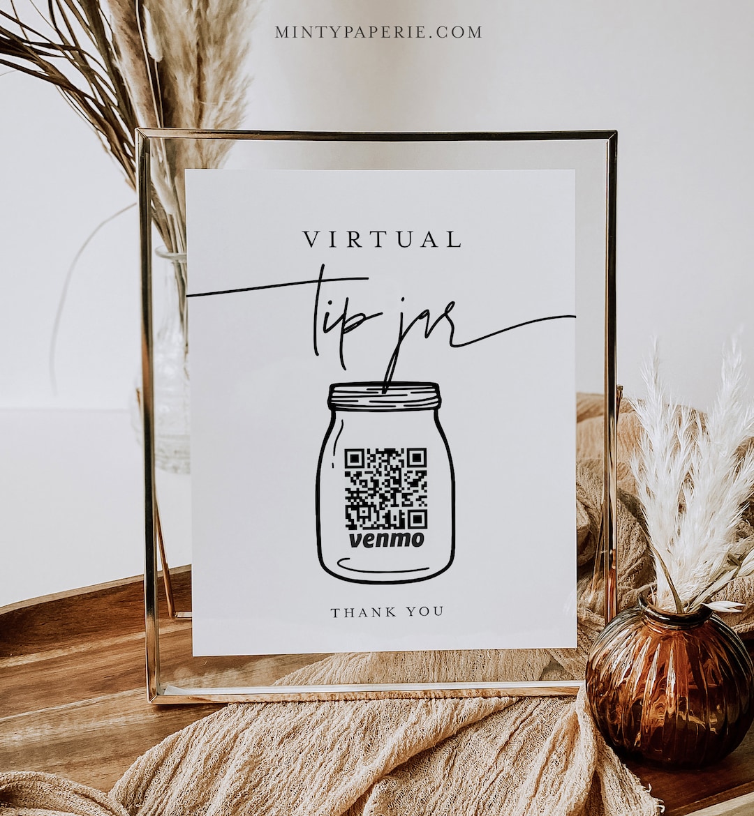Virtual Tip Jar Sign, Tip Your Bartender, Venmo Tip Sign, Wedding Bar ...