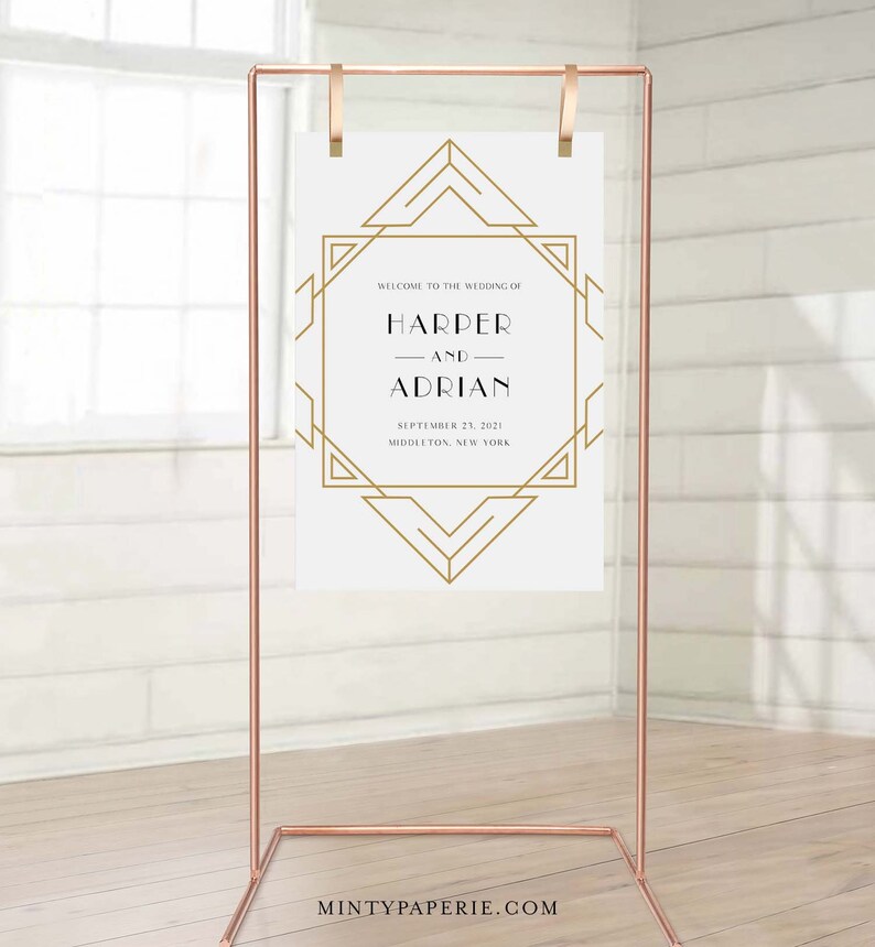 Art Deco Welcome Sign Printable Minimal Retro Wedding or - Etsy
