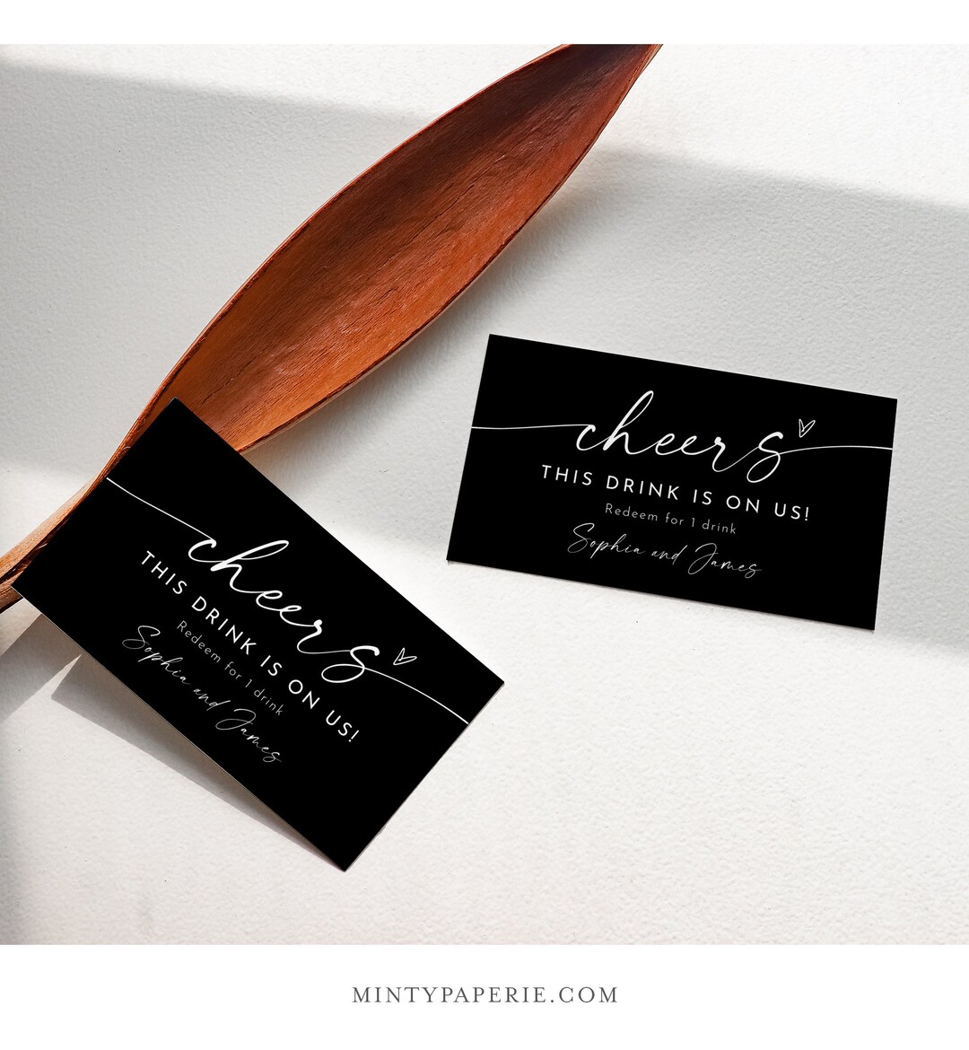 Minimalist Drink Ticket, Free Drink Card From Bride and Groom, Wedding ...