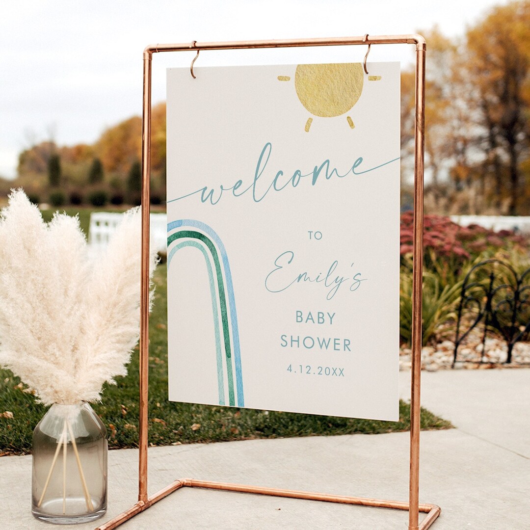 Boho Rainbow Welcome Sign Template, Printable Birthday, Baby Shower ...
