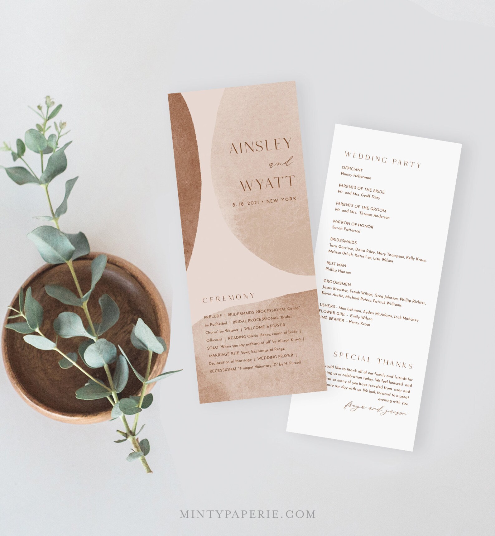 Earthy Abstract Art Wedding Program Template Modern Order of - Etsy