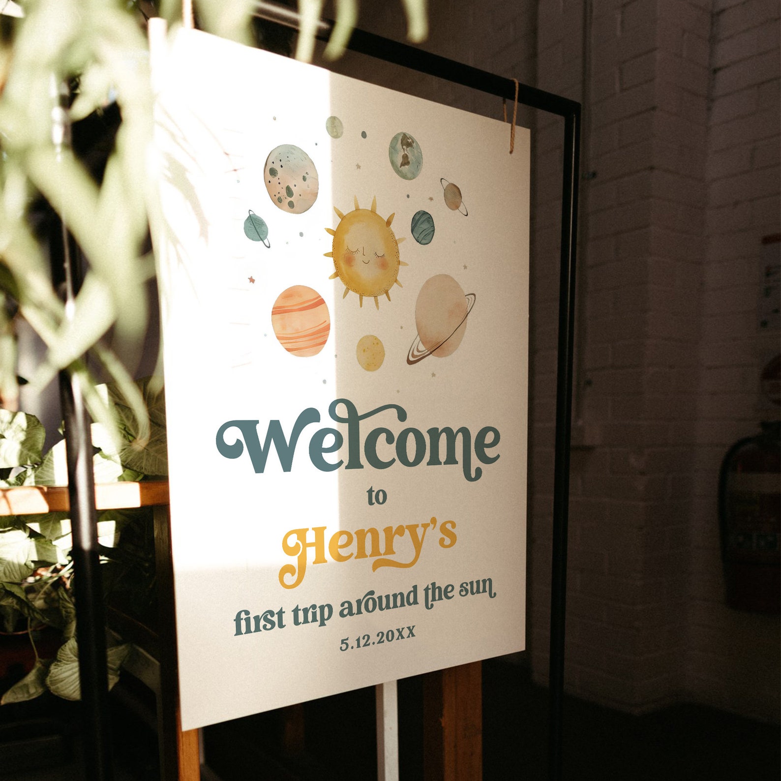 Space Welcome Sign Template, Planets 1st Birthday Welcome Poster, Trip ...