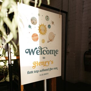 Space Welcome Sign Template, Planets 1st Birthday Welcome Poster, Trip ...