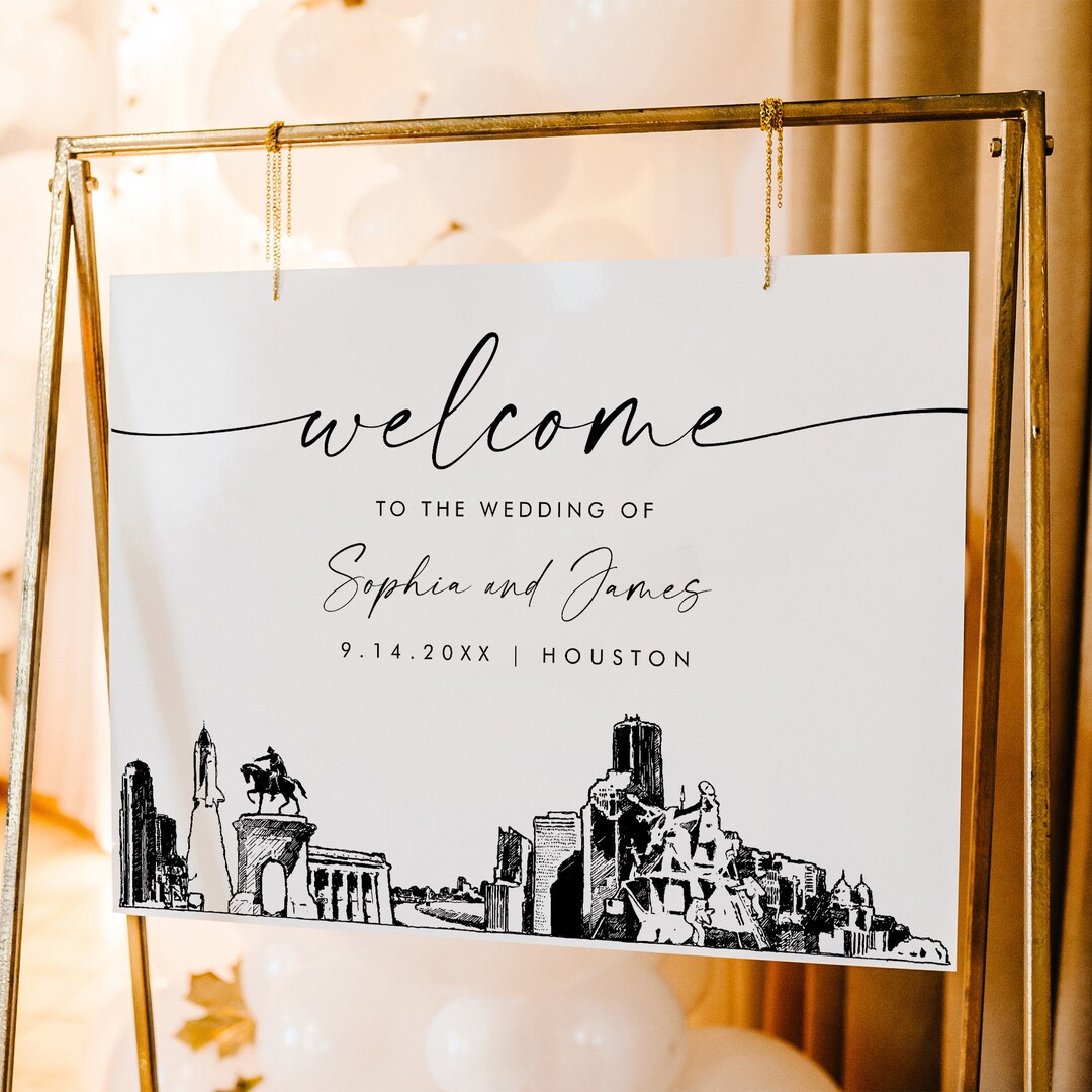Houston Welcome Sign, Texas City Skyline Wedding Sign, Printable ...