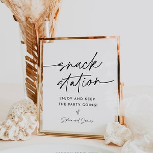 Snack Station Sign, Late Night Snacks, Minimalist Wedding Sign, Snack ...